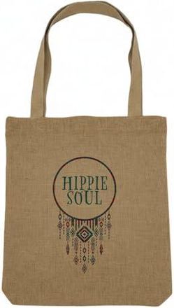 Fabulous Sac Shopping Tote Bag Aspect Lin - Hippie Soul L&Acirc;me dun Hippie Culture 70s - Sac de Courses Toile Epaisse 360g Beige Naturel Cabas Port&eacute; Epaule Solide