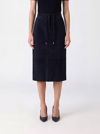 Max Mara S Max Mara A-Linien-Midirock aus Veloursleder mit Kordelzug in der Taille