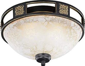 Trio Leuchten Deckenleuchte Quinta 608100224, Metall rostfarbig, Glas alabasterfarbig champagner, exkl. 2x E27