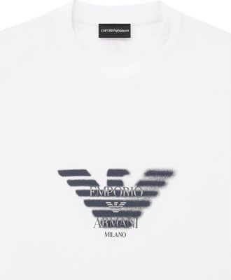 Emporio Armani Logo-Print Cotton-Lyocell Jersey T-Shirt - White