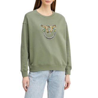 Pinko Pinko, Femme, Sweatshirts et sweats &agrave; capuche, Vert, Taille: 40 FR Nelly SweaT-shirt