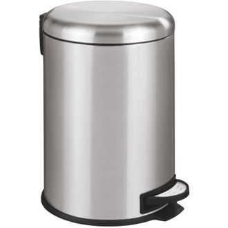 WENKO Poubelle Salle de Bain Leman 20L, Poubelle à pédale avec frein de chute Easy Close, Acier inox, 30,5x44x37,5 cm, Mat