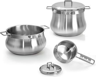 Barazzoni Belly 18/10 Edelstahlbatterie, Legierter Stahl, Silber, 1.8 litres, 5