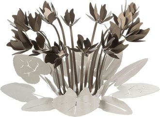 Arti e Mestieri Arti E Mestieri - Centre de table décoratif Ciclamino Ø38 cm en fer de couleur ivoire et bronze Design floral pour table ou salon Fabriqué en Italie