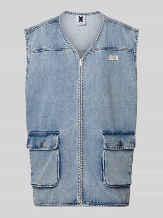 Karo Kauer Jeansweste mit Label-Patch