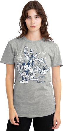 Disney Damen T-Shirt Mickey Mouse Vintage Fr&ouml;hlich, hell und gebunden in Lichtern, Athletic Heather, Athletic Heather, M