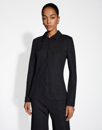 someday Langarmbluse ZPARKLE Slim talliert mit Glitzereffekt