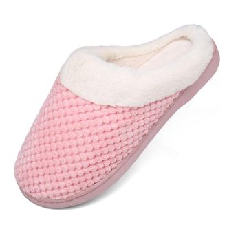 Mishansha Winter Hausschuhe Herren Gef&uuml;ttert Pantoffeln Damen Warm Slippers Memory Foam Pl&uuml;sch Rosa 38/39