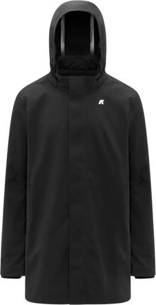 K-Way Schwarze Bonded Herren Parka mit Kapuze - - Coats - Herren - Schwarzk - 2XL