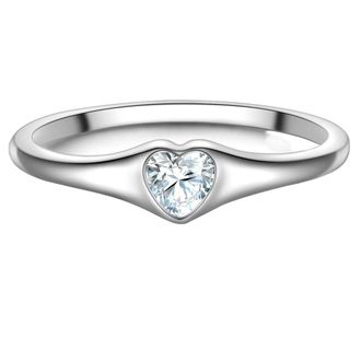 Trilani Ring - Sterling Silber Ring Zirkonia Herz - Gr. 50 - in Silber - f&uuml;r Damen
