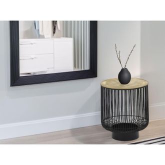 Mirrors and More Mirrors And More - Beistelltisch rina Korbtisch Metall Schwarz und Tischplatte Gold, H&ouml;he 46cm
