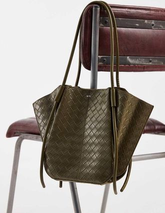 JW PEI Nala gewebte Tote-Bag mit weitem Format in Olive-Gr&uuml;n