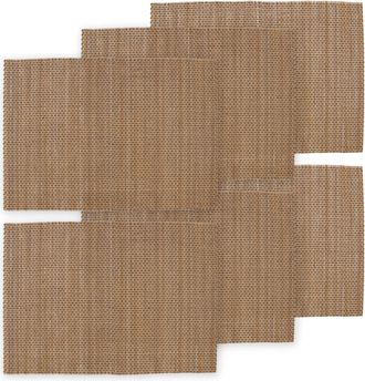 BambooMN Bambus-Tischset/Sushi-Rollmatte, 47 x 33 cm, Braun mit Schnur, 6 Stück