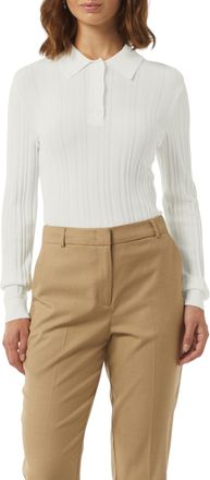 Comma Gerippter Pullover mit Polokragen im Slim Fit