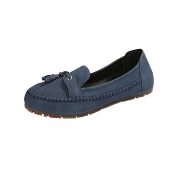 Generic Mocassins plats &agrave; enfiler pour femme - Couleur unie - L&eacute;gers - Antid&eacute;rapants - Confortables - Pour la marche, le travail et les loisirs, bleu, 36.5 EU