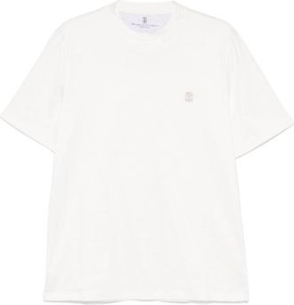 Brunello Cucinelli t-shirt à logo brodé - Blanc
