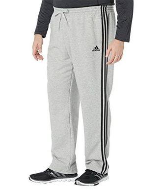 adidas Adidas Mens Size Essentials Fleece Open Hem 3-Stripes Pants, Medium Grey Heather, 3X-Large/Tall