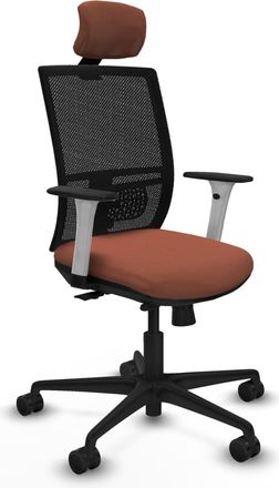 Piqueras y Crespo Schreibtisch f&uuml;r Telearbeit Yunquera mit wei&szlig;en und schwarzen Armlehnen, h&ouml;henverstellbare Lendenwirbelst&uuml;tze und h&ouml;henverstellbares Kopfteil, Schwarz