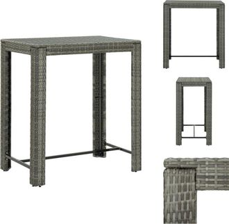 vidaXL Garten-Bartisch Grau 100x60,5x110,5 cm Poly Rattan - Gartentisch - Bartisch - Outdoor M&ouml;bel - Balkonm&ouml;bel - PE-Rattan