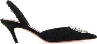 Amina Muaddi Femme, Chaussures, Noir, Taille: 36 EU Camelia Sling 60 Tweed