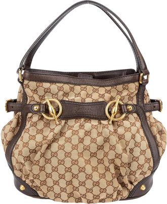 Gucci Crossbody Bags - Gucci GG Monogram Horsebit Handbag - Gr. unisize - in Braun - f&uuml;r Damen