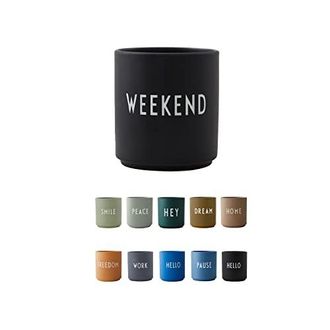 DESIGN LETTERS Lieblingsbecher Schwarz Weekend Tasse | Kaffeebecher Porzellan | Dekorativ Kaffeetassen | Personalisierte Geschenke f&uuml;r Freundin, Hochzeitsgeschenk | 