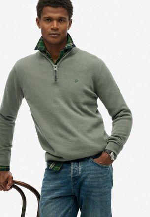 Superdry Troyer ESSENTIALS COTTON HALF ZIP aus Baumwolle, Slim Fit, hochschlie&szlig;ender Kragen mit Rei&szlig;verschluss
