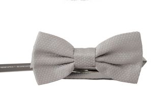 Dolce & Gabbana Mens Gray Silk Adjustable Neck Papillon Tie
