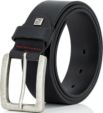 Pierre Cardin Herren-Leder-G&uuml;rtel, Jeans-G&uuml;rtel Vollb&uuml;ffelleder, Schwarz, Size:110