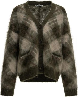 Acne Studios Cardigan col en V en mohair - Femme - Pulls - Vert - Taille: 36 FR