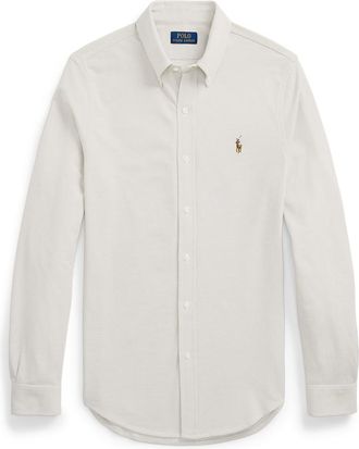 Ralph Lauren Hemd aus feinem Baumwollpiqué mit Logo-Aufnäher in