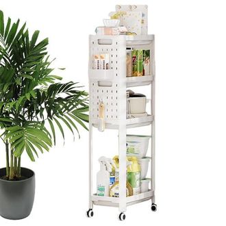 Generic Chariot Utilitaire Roulant de Cuisine - Chariot &agrave; 4 Niveaux avec roulettes | Organiseur de Rangement Mobile pour Articles de Cuisine pour Chambre &agrave; Co