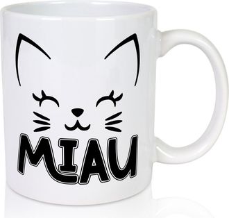 Generic Miau | Katze | Katzenliebhaber | Cat - Tasse Weiss - Kaffeetasse/Geschenk/Familie
