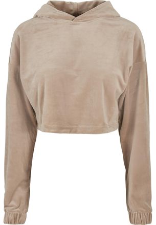 Urban Classics Damen Kapuzenpullover Ladies Cropped Velvet Oversized Hoody softtaupe L