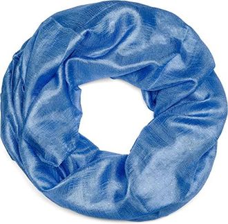 styleBREAKER Foulard femme loop léger et soyeux avec paillettes en couleurs unies, foulard tubulaire, écharpe 01016214, couleur:Bleu