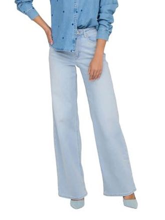 Only Femme Onlmadison Blush Hw Wide DNM Cro495 Noos, Light Blue Bleached Denim, M EU