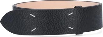 Maison Margiela G&uuml;rtel - Textured Black Hammered Leather Femme Belt - Gr. 100 - in Schwarz - f&uuml;r Damen