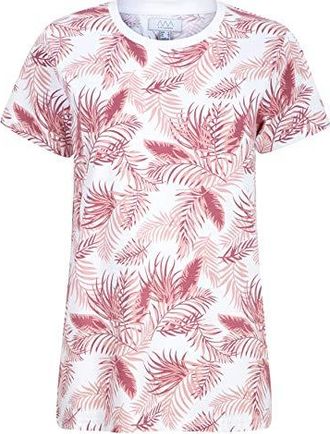 Noroze Femmes T-Shirt Col Rond Hauts à Manches Courtes Mode Chemisiers Imprimés Tee-Shirt Robe dété (42, Paume Feuille Rose)