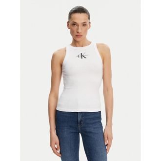 Calvin Klein Jeans Top Monologo J20J225301 Wei&szlig; Slim Fit