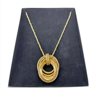 Dior Grosse Vintage Gold Plated Twisted Pendant Necklace Size M