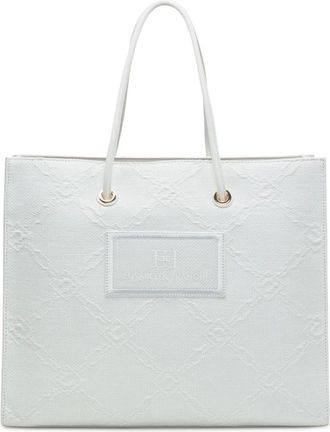 Elisabetta Franchi Femme, Sacs, Blanc, Taille: ONE Size Grand cabas en raphia jacquard