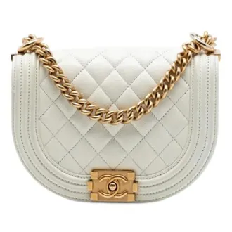 Chanel unisex, Pre-owned, Beige, Taille: ONE Size Pre-owned Sac bandouli&egrave;re en cuir caviar matelass&eacute;