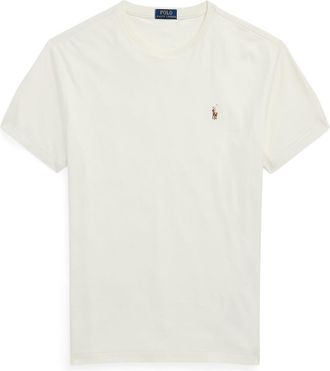 Ralph Lauren Jersey T-Shirt mit Poloreiter-Stickerei, Custom Slim Fit in