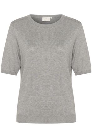 Kaffe Damen Womens Short Sleeves Round Neck Regular Fit Hip Length Pullover, Grau, Small