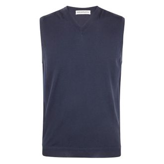 Goes Botanical V-Ausschnitt Weste - - Knitwear - Herren - Blau - 3XL