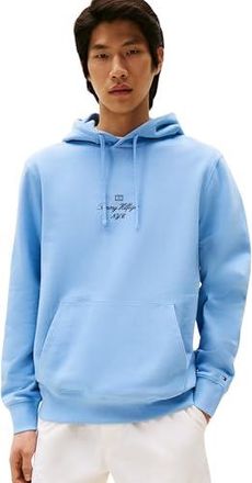 Tommy Hilfiger Sweat à Capuche Homme Outline Flag Script avec Capuche, Bleu (Cloudy Blue), XXL