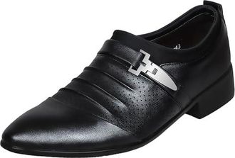 Generic Chaussures habill&eacute;es pour homme classiques sans lacets &agrave; enfiler - Bout pointu - Chaussures en cuir &agrave; talon bloc - Antid&eacute;rapantes - Chaussures basses 