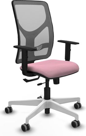 Piqueras y Crespo Schreibtischstuhl mit Rollen, Rosa, mit 1D-Armlehnen, h&ouml;henverstellbare Lendenwirbelst&uuml;tze, ausgestattet mit Syncro/Traslack und Schneideschaum, Grau/