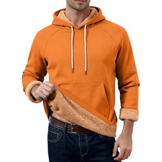 Generic Sweat &agrave; capuche pour homme - Cordon de serrage - T-shirt &agrave; manches longues - Couleur unie - Sweat &agrave; capuche doubl&eacute; - Confortable - Pull en polaire d&eacute;c
