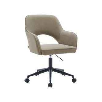 Sweeek Chaise de Bureau &agrave; roulettes Velours c&ocirc;tel&eacute; Beige L 60 x P 62 x H 89 / 99cm
